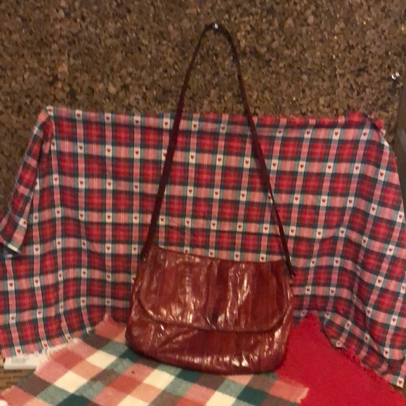 Bags | Vintage Eel Skin Purse Burgundy Red | Poshmark